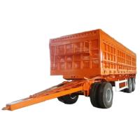 China Farm 2-Axles Flat Platform Fence Drawbar Full Trailer With Ladder for sale