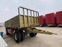 China Farm 2-Axles Flat Platform flatbed side wall Drawbar Full Trailer With Ladder for sale