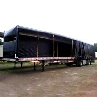 China 3 Axles Unladen Weight 8300kg Lever Type Suspension Laminated Plywood Tarped Semi Trailer Tarpaulin Truck for sale