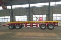 China Farm 2-Axles Flat Platform Flatbed Drawbar Full Trailer With Ladder for sale