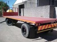 China Farm 2-Axles Flat Platform Flatbed Drawbar Full Trailer With Ladder for sale