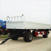 China Farm 2-Axles Flat Platform flatbed side wall Drawbar Full Trailer With Ladder for sale