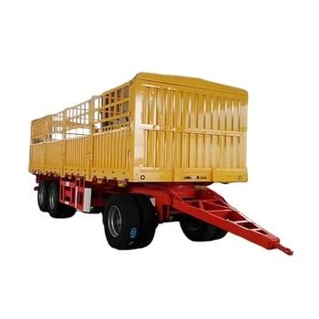 China Farm 2-Axles Flat Platform Fence Drawbar Full Trailer With Ladder for sale