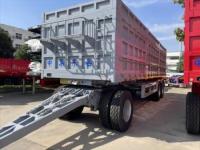 China Farm 2-Axles Flat Platform Fence Drawbar Full Trailer With Ladder for sale