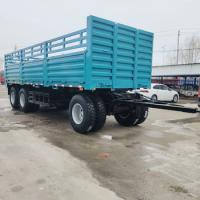 China Farm 2-Axles Flat Platform Fence Drawbar Full Trailer With Ladder for sale