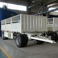 China Farm 2-Axles Flat Platform Fence Drawbar Full Trailer With Ladder for sale