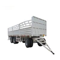 China Farm 2-Axles Flat Platform Fence Drawbar Full Trailer With Ladder for sale