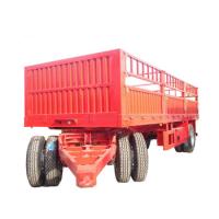 China Farm 2-Axles Flat Platform Fence Drawbar Full Trailer With Ladder for sale