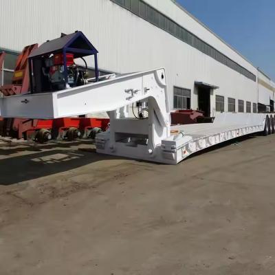 China 3 Axle 80t Customize Mechanical Suspension Detachable Gooseneck Lowbed Trailer for sale