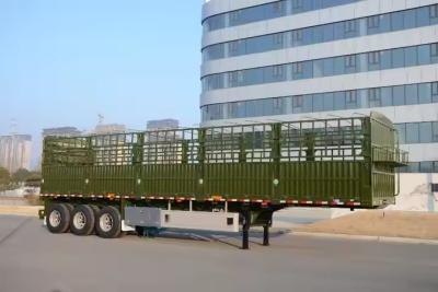 China 12400*2500*2000mm Curb Weight 7T 3 Axle 10pcs Leaf Spring 40T Payload Stake Semi Trailer for sale