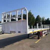 China CIMC 3 Axle 12400*2610*1550mm Customized Design Side Column Flatbed Semi Trailer for sale