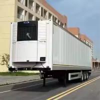 China CIMC 3 Axle 40ft 20ft Carbon Stainless Steel Insulation Foam Inner Frozen Refrigerated Box Trailer for sale