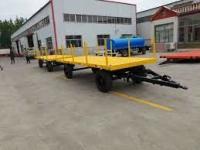 China 2-Axles Flat Platform Flatbed Drawbar Full Trailer With Ladder for sale