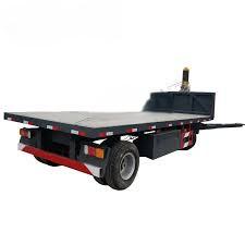 China 2-Axles Flat Platform Flatbed Drawbar Full Trailer With Ladder for sale