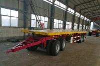 China 2-Axles Flat Platform Flatbed Drawbar Full Trailer With Ladder for sale