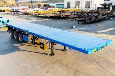 China CIMC 2/3/4 Axles 40ft 12500*2500*1500mm 70 Ton Capacity 8-12 Sets Twist Lock Flatbed Deck Trailer for sale