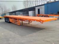 China CIMC 20ft 40ft Semi Trailer Shipping Container Twistlocks Flatbed Design Carbon Steel 12R22.5 Truck Trailers for sale