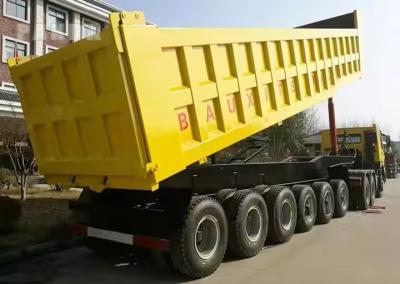 China CIMC 6 Axle 30-70 Ton Transport Coal Ore Building Materials Equal Box Body Tipping Semi Trailer for sale