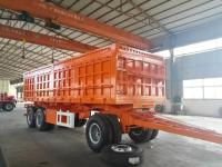 China Farm 2-Axles Flat Platform Fence Drawbar Full Trailer With Ladder for sale