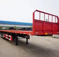 China CIMC 3 Axles 12m New Flatbed Container Semi Truck Trailer Low Flat Bed Semi Trailer for sale
