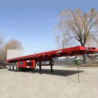 China CIMC 3 Axles 12m New Flatbed Container Semi Truck Trailer Low Flat Bed Semi Trailer for sale