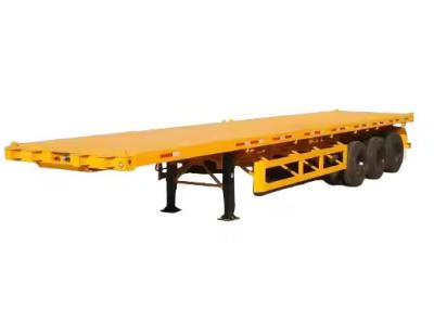 China CIMC 3 Axles 12m New Flatbed Container Semi Truck Trailer Low Flat Bed Semi Trailer for sale