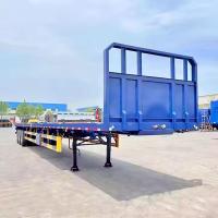 China CIMC 3 Axles 12m New Flatbed Container Semi Truck Trailer Low Flat Bed Semi Trailer for sale