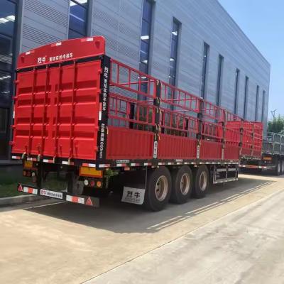 China Three Axles Side Wall Trailer Stake Fence Cargo Semi Trailer Semi Truck Trailer for sale