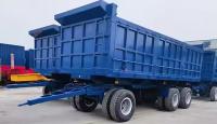 China CIMC 3 Axle Draw Bar Side Dump Full Trailer 40-100 Tons Drawbar Towing Dolly Full Truck Trailer for sale