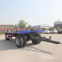 China Farm 2-Axles Flat Platform Flatbed Drawbar Full Trailer With Ladder for sale