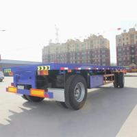 China Farm 2-Axles Flat Platform Flatbed Drawbar Full Trailer With Ladder for sale
