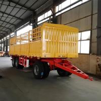China Farm 2-Axles Flat Platform Fence Drawbar Full Trailer With Ladder for sale