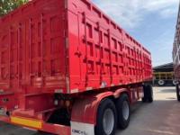 China 2-Axles Flat Platform Flatbed Side Wall Drawbar Full Trailer With Ladder for sale