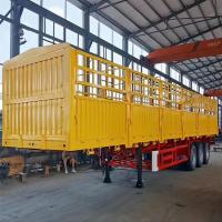 China CIMC Iron Material 3 Axles 40-80 Tons Capacity Stake Type Heavy Cargo Van Type High Fence Warehouse Semi Truck Trailer for sale