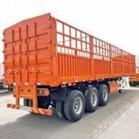 China CIMC Iron Material 3 Axles 40-80 Tons Capacity Stake Type Heavy Cargo Van Type High Fence Warehouse Semi Truck Trailer for sale