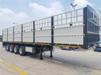 China CIMC Iron Material 3 Axles 40-80 Tons Capacity Stake Type Heavy Cargo Van Type High Fence Warehouse Semi Truck Trailer for sale