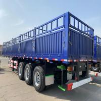 China CIMC Iron Material 3 Axles 40-80 Tons Capacity Stake Type Heavy Cargo Van Type High Fence Warehouse Semi Truck Trailer for sale