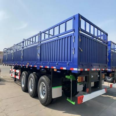 China CIMC Iron Material 3 Axles 40-80 Tons Capacity Stake Type Heavy Cargo Van Type High Fence Warehouse Semi Truck Trailer for sale