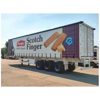 China Tri-axle 40/45ft Curtain Side Tarpaulin Fabric Semi Trailer for Drinks and Vegetables for sale
