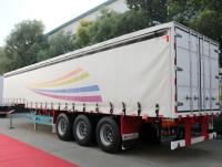 China Tri-axle 40/45ft Curtain Side Tarpaulin Fabric Semi Trailer for Drinks and Vegetables for sale