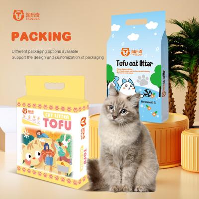 China Factory Bulk Compostable 100% Plant-Based Cat Litter Sand Tofu Low Dust Eco-Friendly Rapid Clumping Water-Soluble Soft Texture for Paws for sale