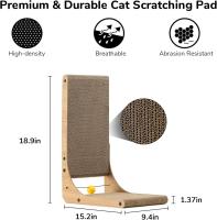 China L Shape Cat Scratcher High Density Corrugated Paper Wall Mounted Scratching Pad for sale