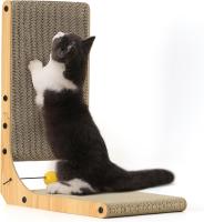 China Thick Vertical L Shaped Cat Scratcher Cat Scratch Board With Catnip for sale