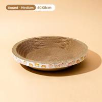 China Oval Cat Scratching Board Corrugated Round Scratch Pads For Cats for sale