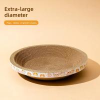 China Oval Cat Scratching Board Corrugated Round Scratch Pads For Cats for sale