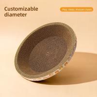 China Oval Cat Scratching Board Corrugated Round Scratch Pads For Cats for sale