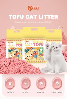 China Premium Factory Direct Tofu Cat Litter peach flavor pink Low Dust Superior Odor Control Fast Clumping Plant Based Eco Formula for Brands and Distributors for sale