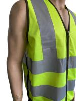 China ANSI Certified High Visibility Safety Vest with Chilean Badge - Fluorescent Yellow, 65% Polyester/35% Cotton, Sizes XS-4XL for sale