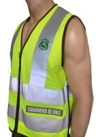 China ANSI Certified High Visibility Safety Vest with Chilean Badge - Fluorescent Yellow, 65% Polyester/35% Cotton, Sizes XS-4XL for sale