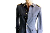 China Formal Ceremonial Military Uniform Set with Gold-Buttoned Jacket and Straight-Legged Trousers in Dark Blue - Sizes XS to 5XL for sale